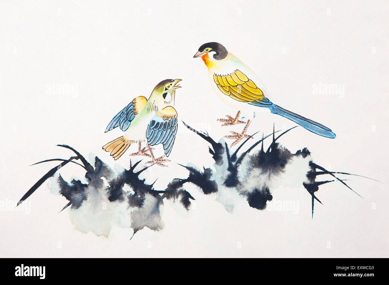 Traditional Chinese Painting, Bird Stock Photo - Alamy
