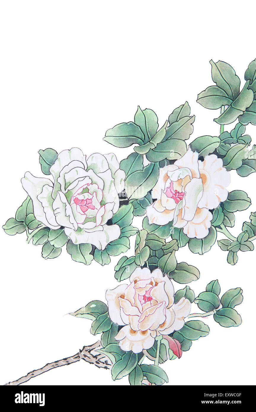 Traditional Chinese Painting, Peony, Floral Stock Photo - Alamy