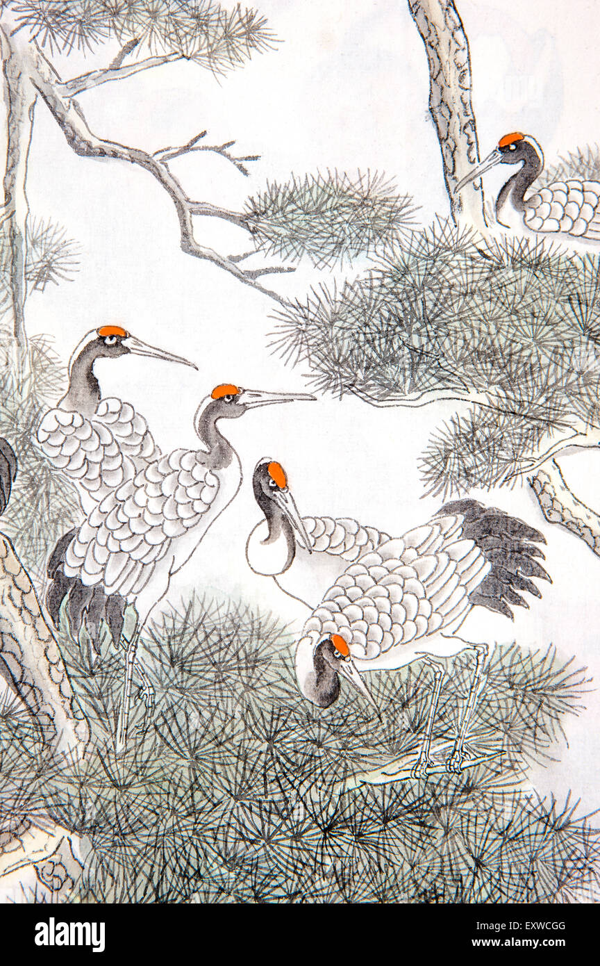 Traditional Chinese Painting, Bird, Crane Stock Photo - Alamy
