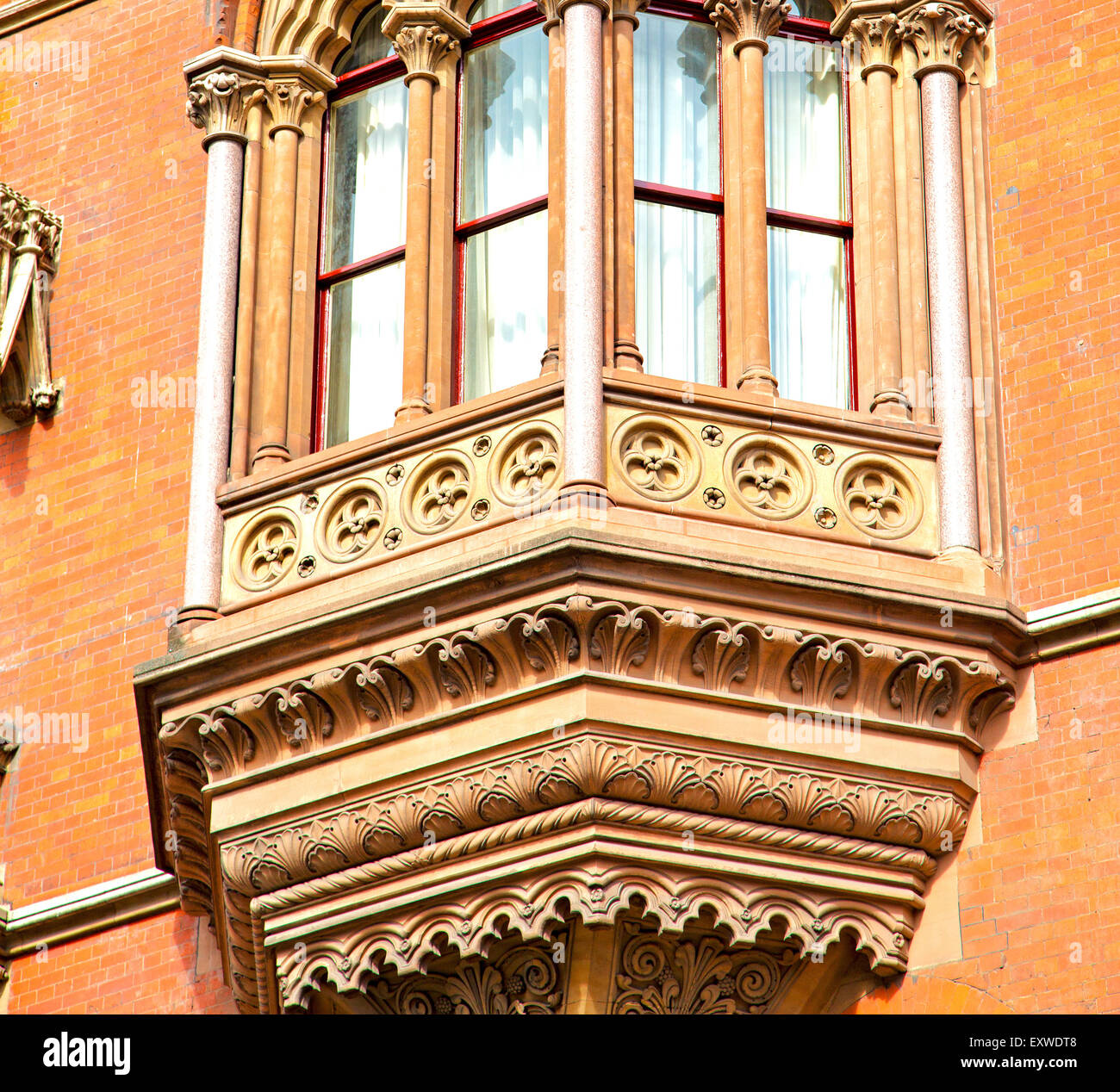 old architecture in london england windows and brick exterior wall ...