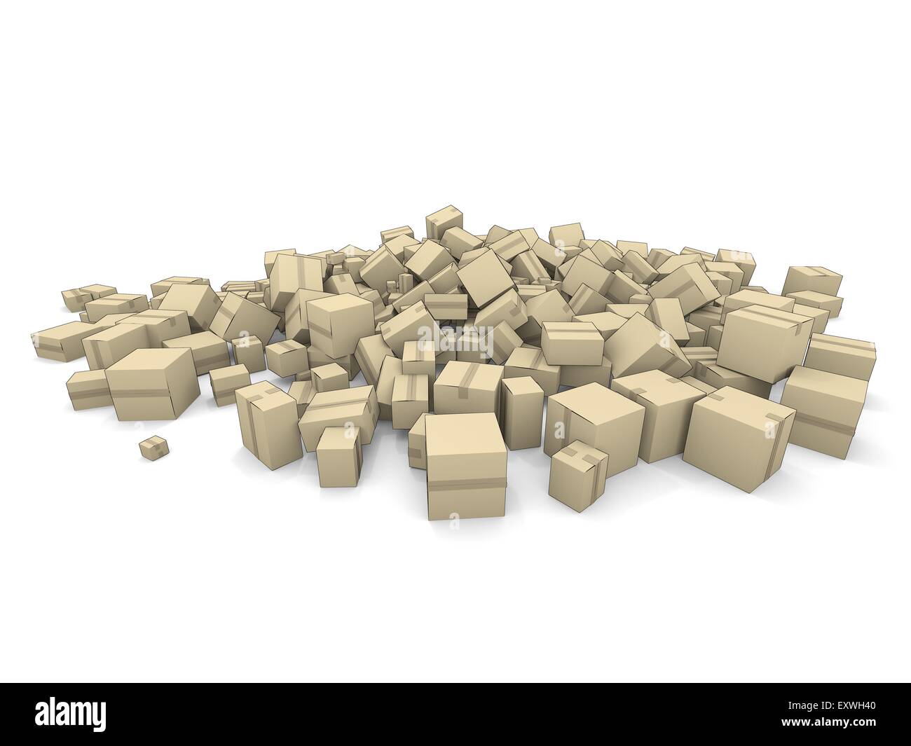 Giant pile of cargo shipping parcels or cartons Stock Photo - Alamy