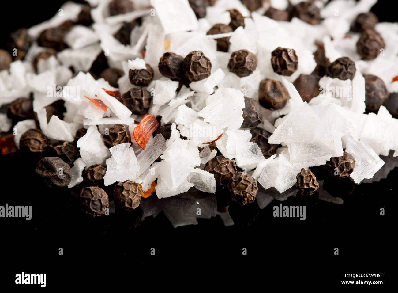 Pepper, sea salt and red chili Stock Photo - Alamy