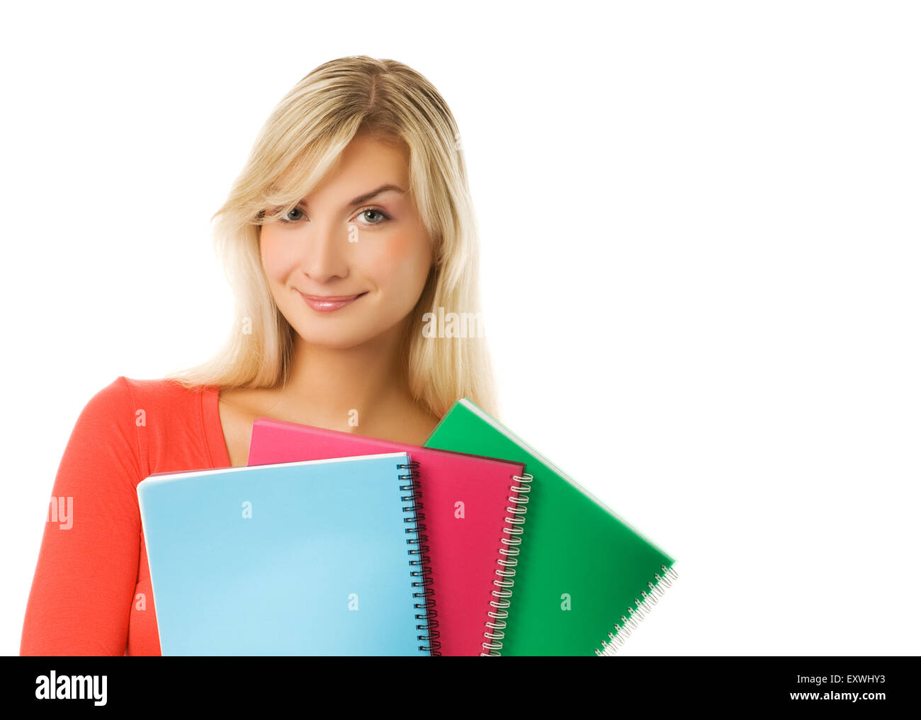 Beautiful student isolated on white background Stock Photo - Alamy