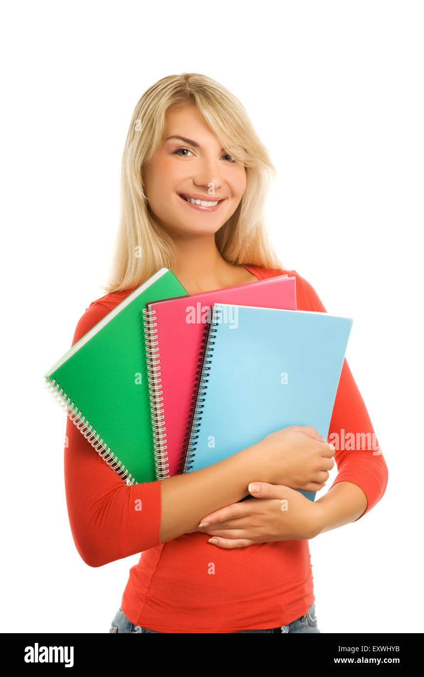 Beautiful student isolated on white background Stock Photo - Alamy