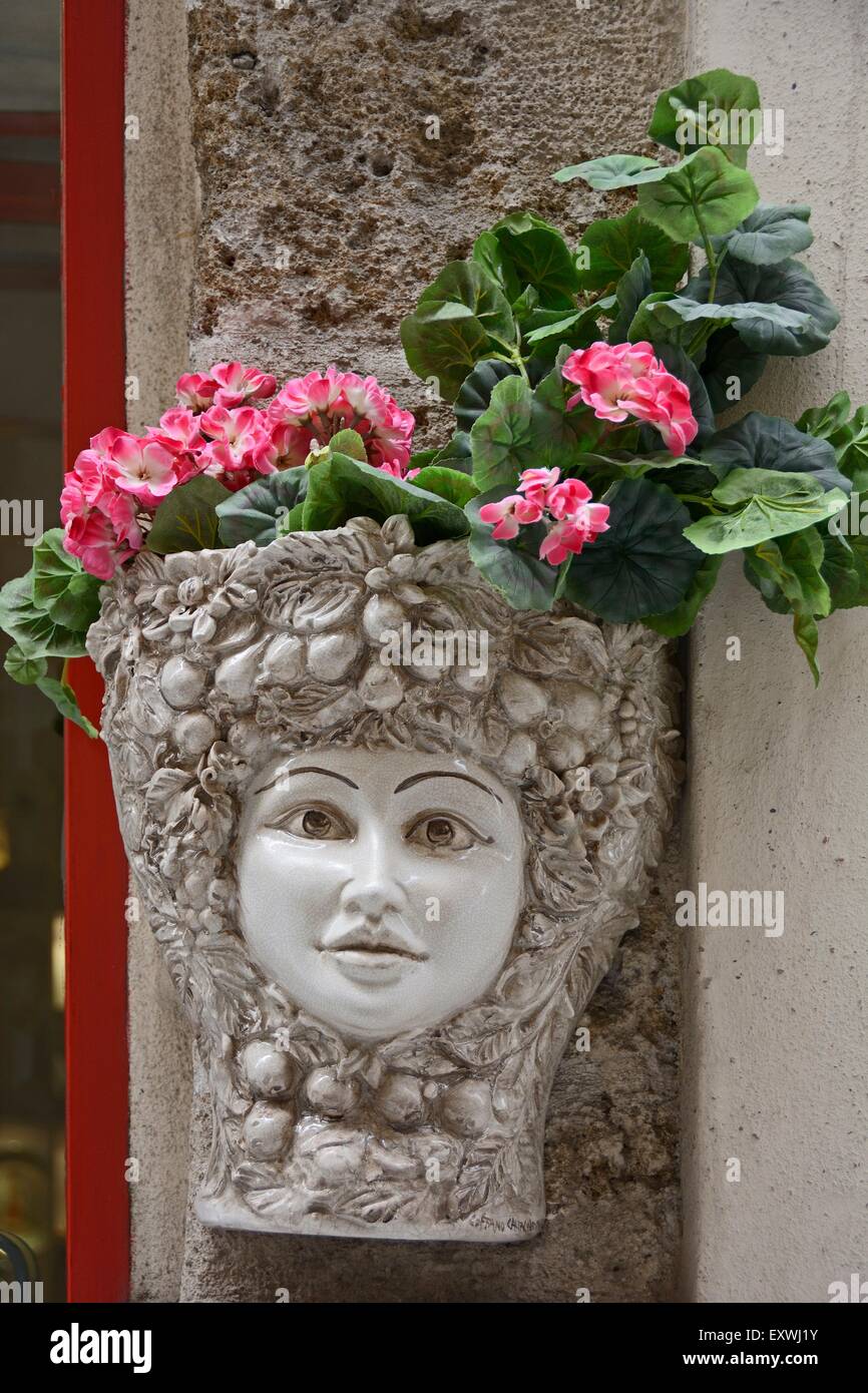 Flowers in a flwoer box, Sicily, Italy, Europe Stock Photo - Alamy