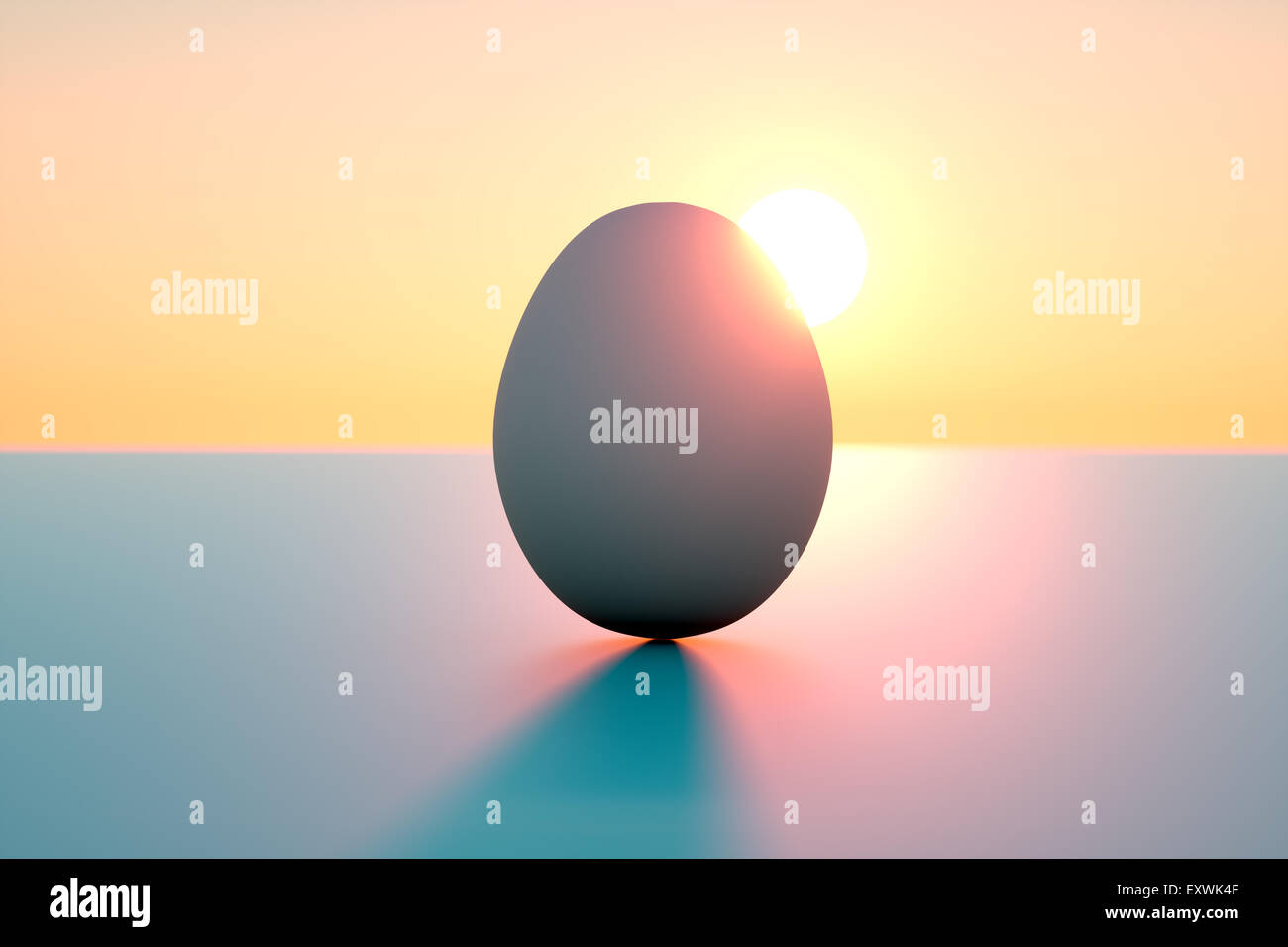Sunrise behind an egg as a metaphor for new beginning Stock Photo - Alamy