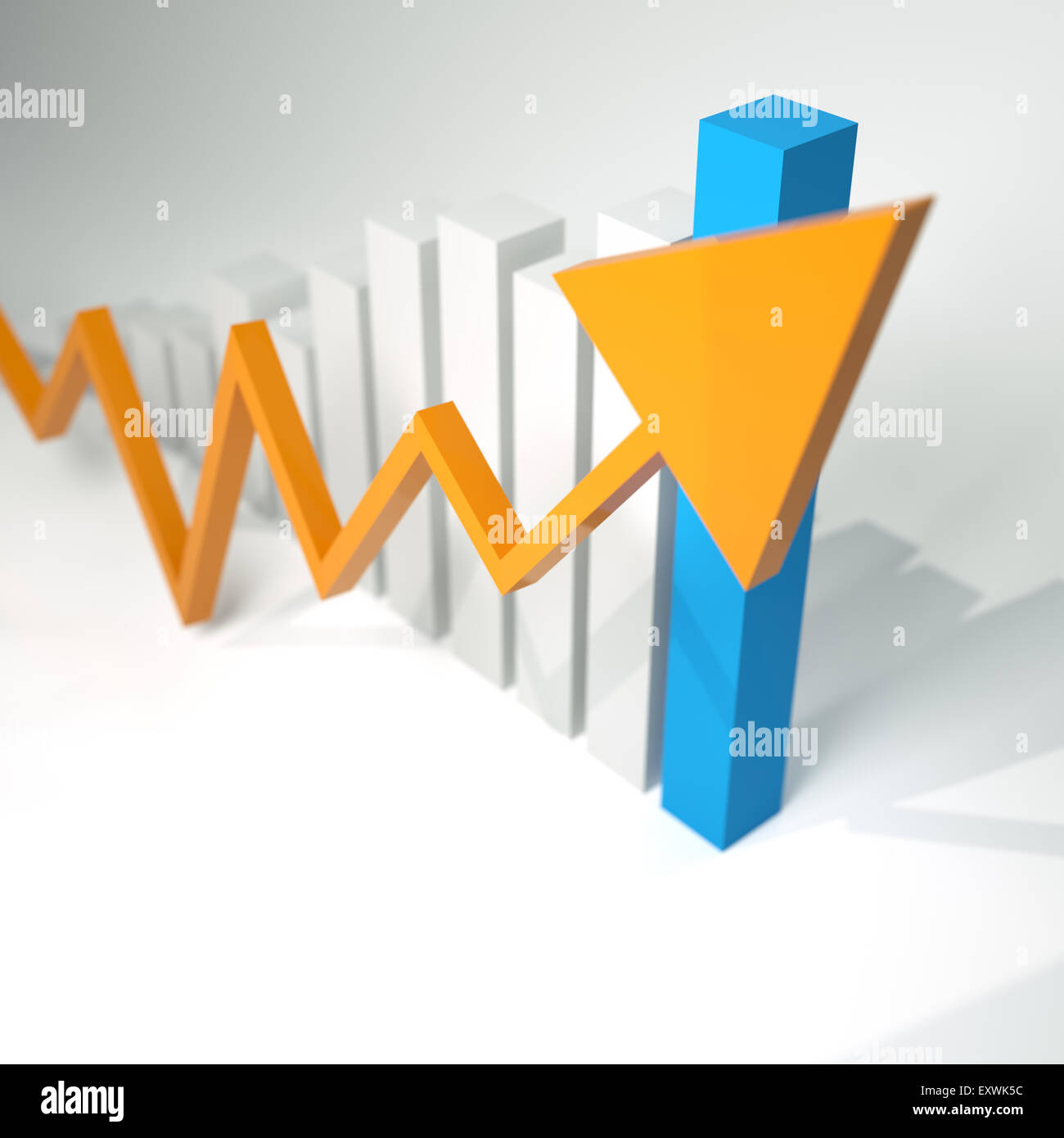 Bar chart and arrow depicting growth of profits Stock Photo - Alamy