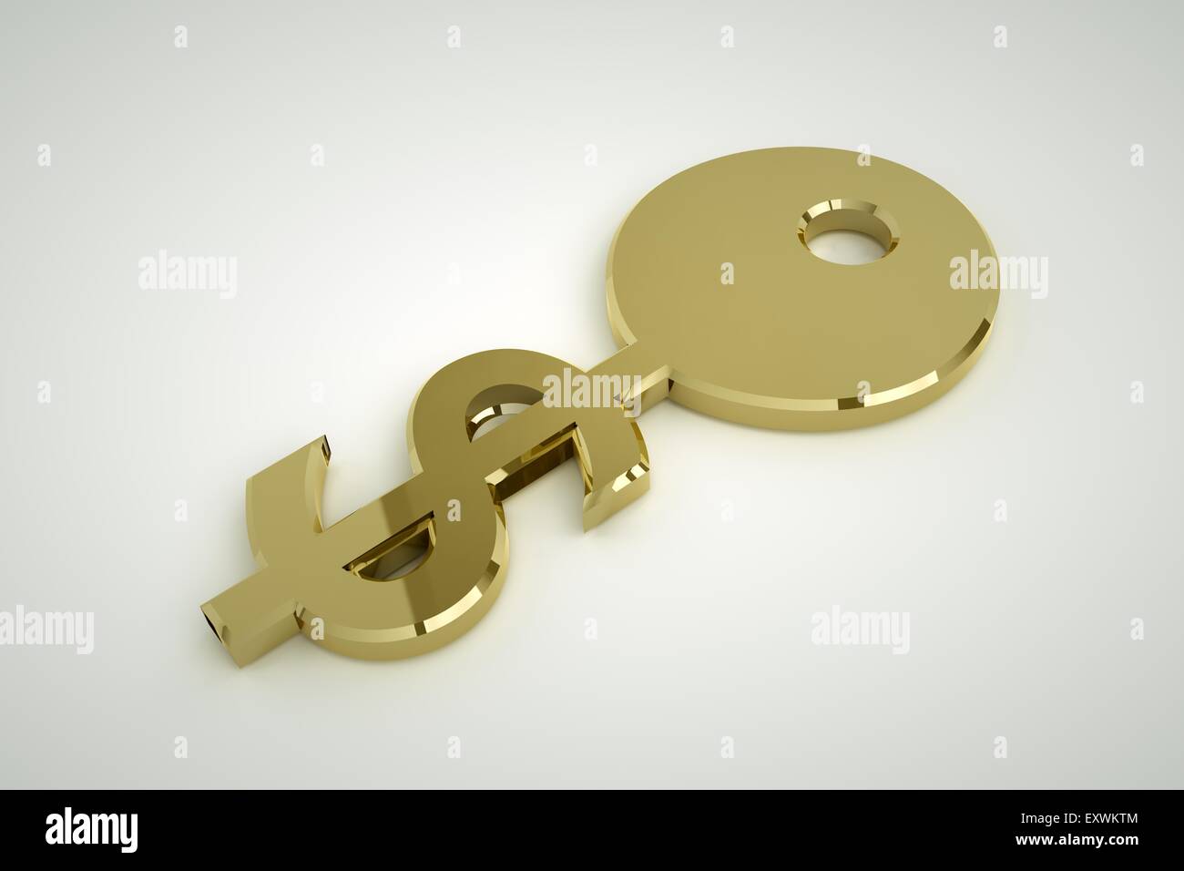 3D rendering of a key shaped in the form of the dollar sign Stock Photo ...