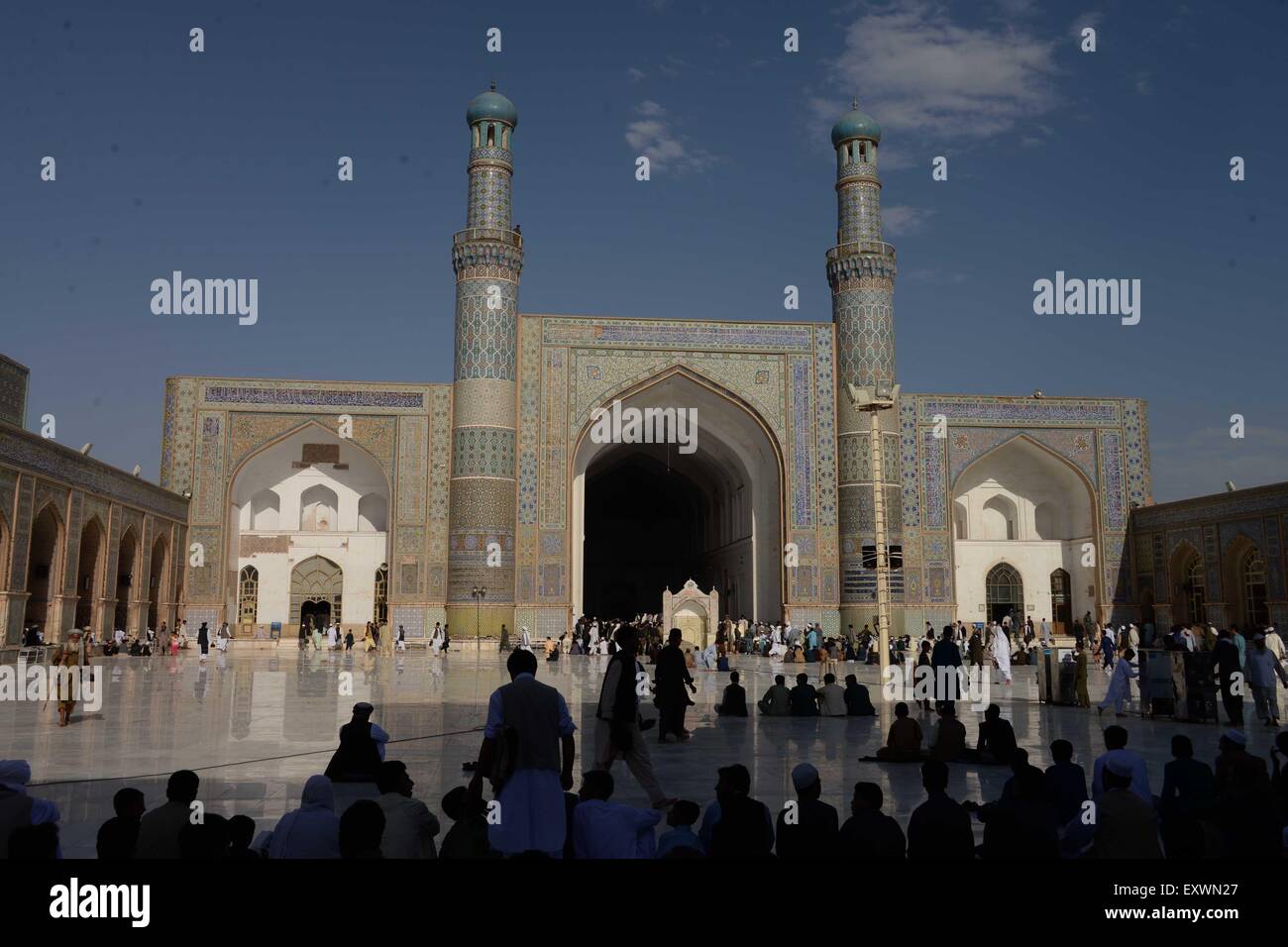 Herat. 17th July, 2015. Afghan people attend Eid al-Fitr prayers ...
