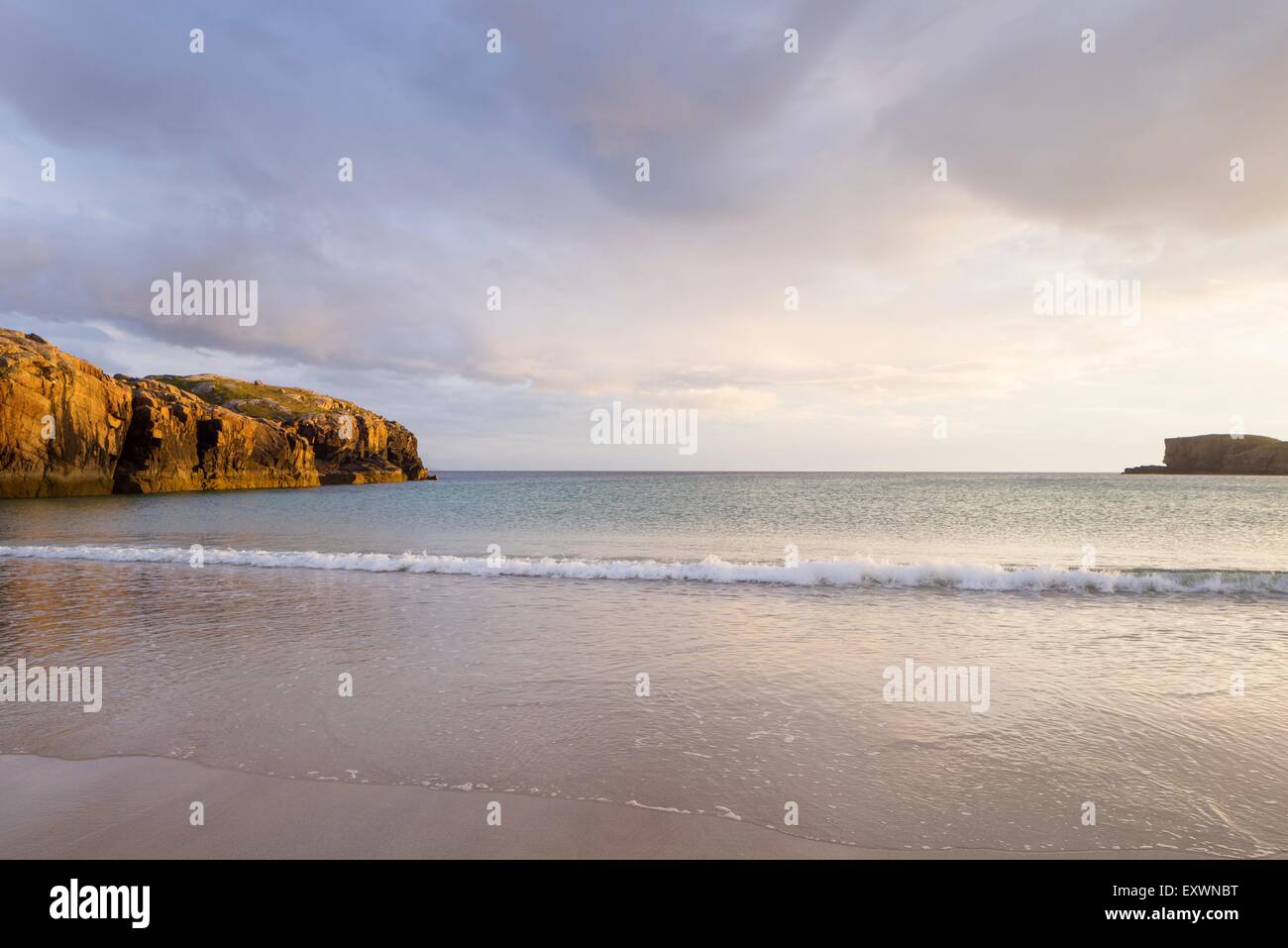 Sunset at beach, Oldshoremore, Scotland, Great Britain, Europe Stock ...