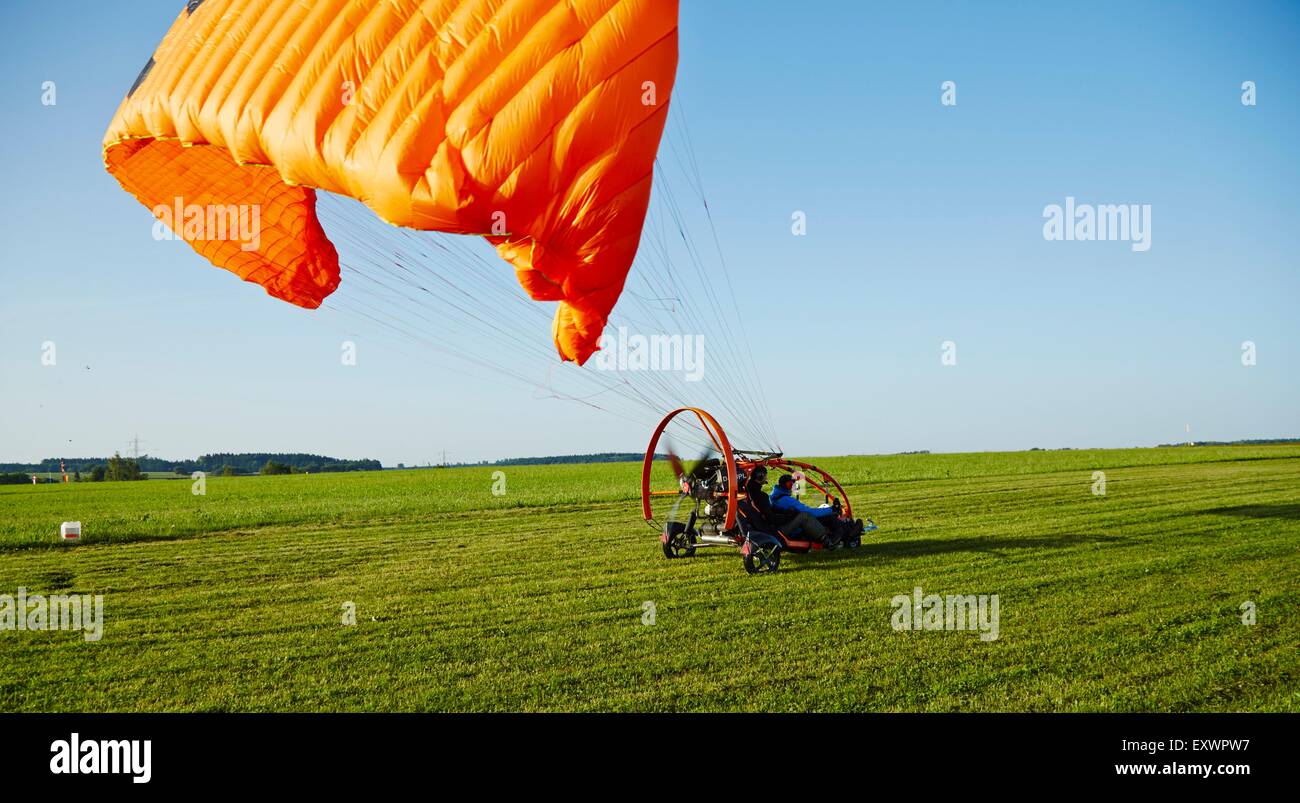 Paramotor trike starting, Baden-Wuerttemberg, Germany Stock Photo - Alamy
