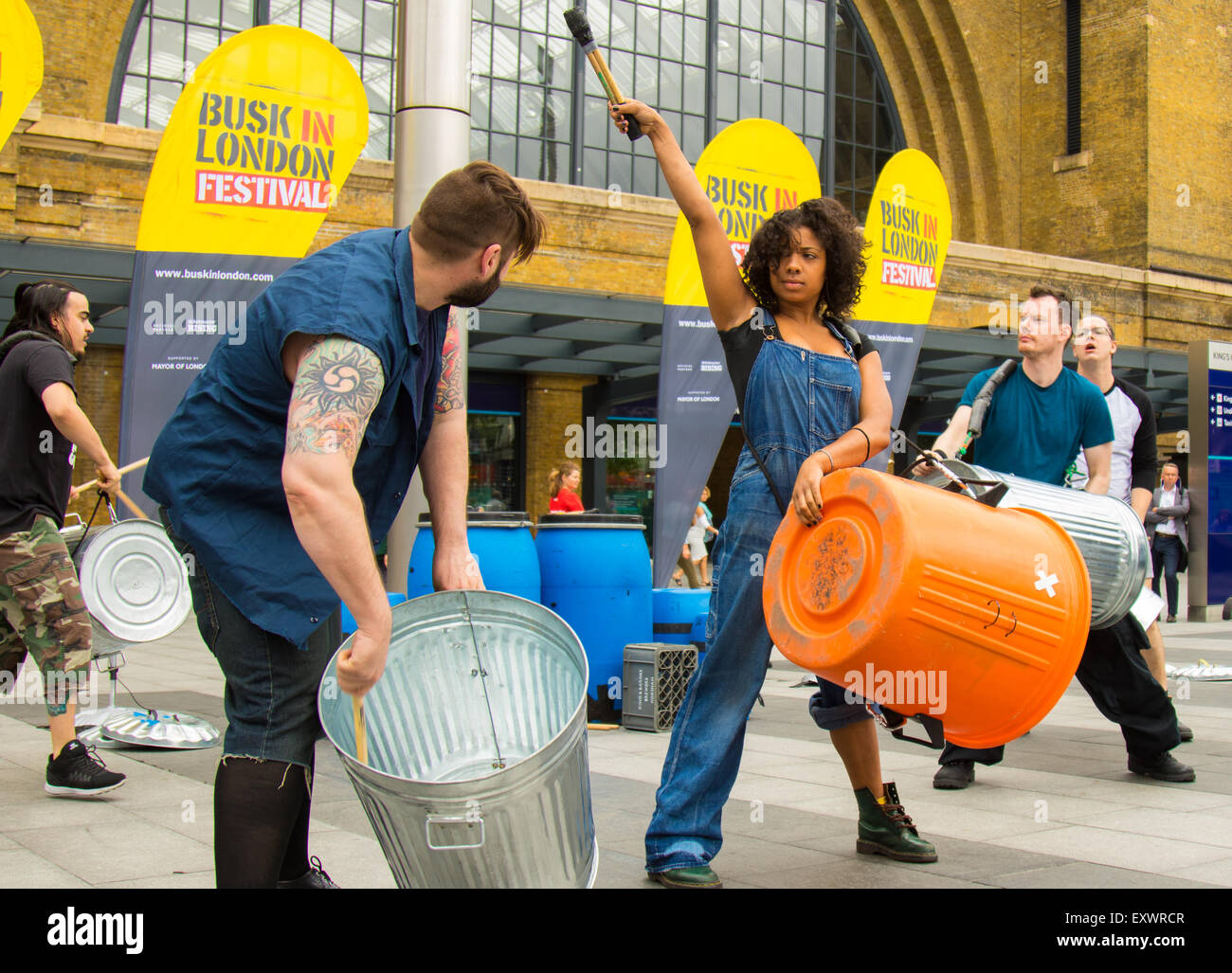 Kings Cross Square, London, July 17th 2015. As part of National Busking ...