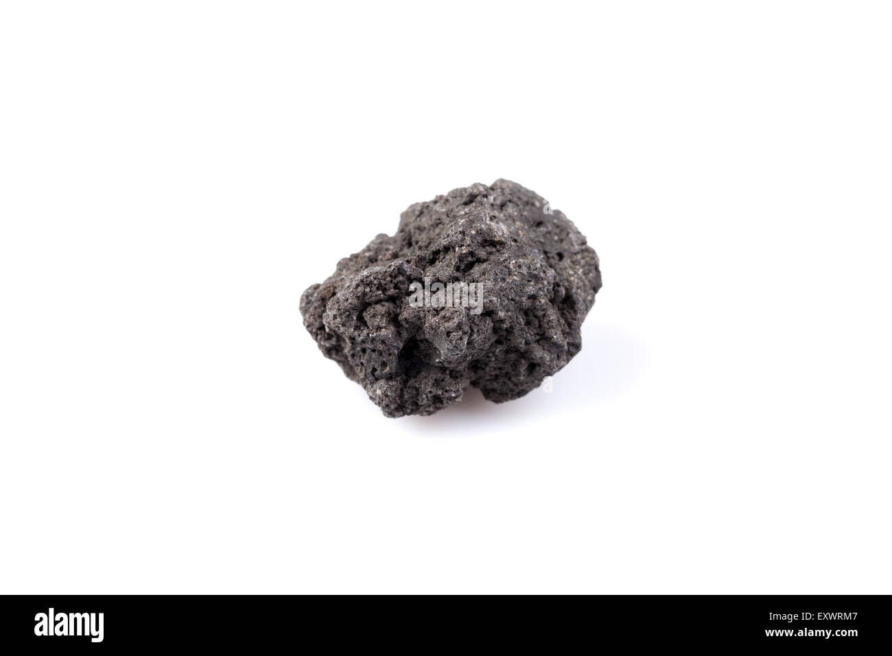 Black lava rock from volcano on a white background Stock Photo - Alamy