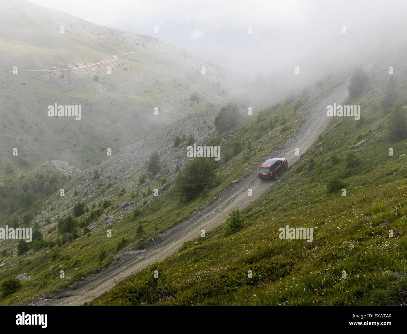 Off-road vehicle, Assietta-Kammstrasse, Cottian Alps, West Alps ...
