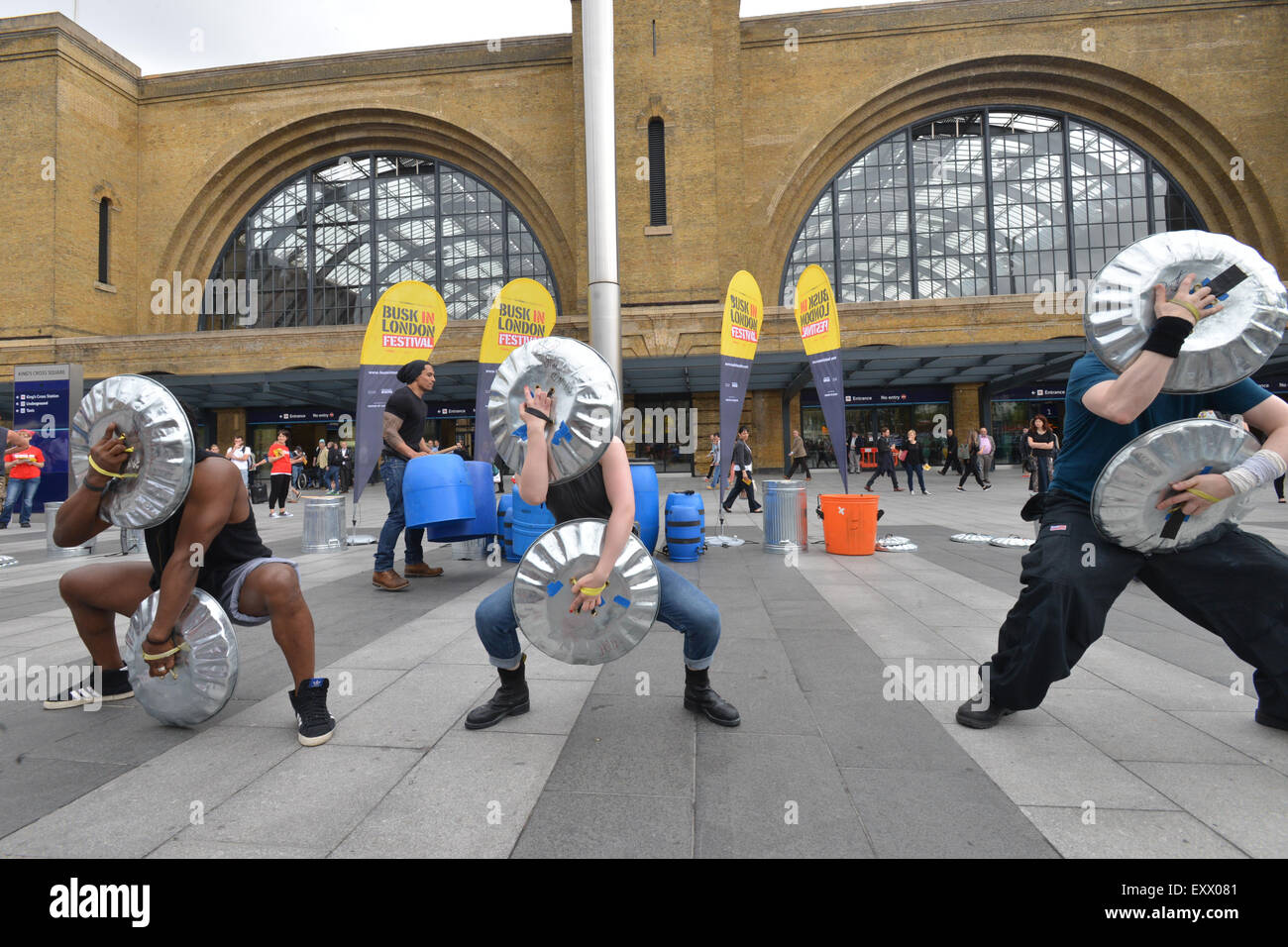Kings Cross, London, UK. Stomp dance group performing. National busking ...