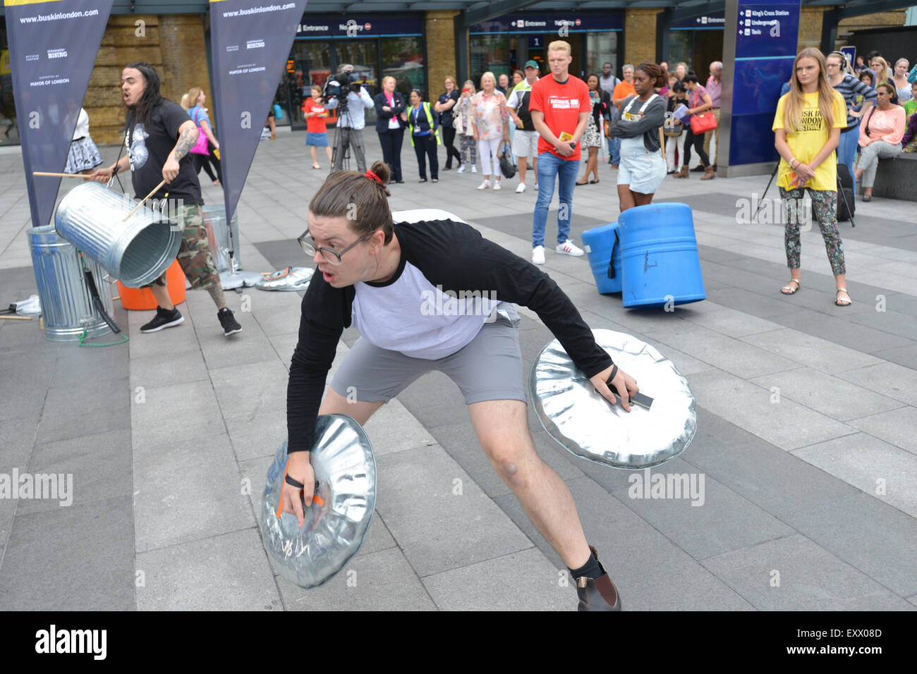 Kings Cross, London, UK. Stomp dance group performing. National busking ...