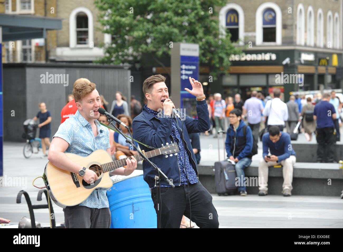 Kings Cross, London, UK. Stomp dance group performing. National busking ...