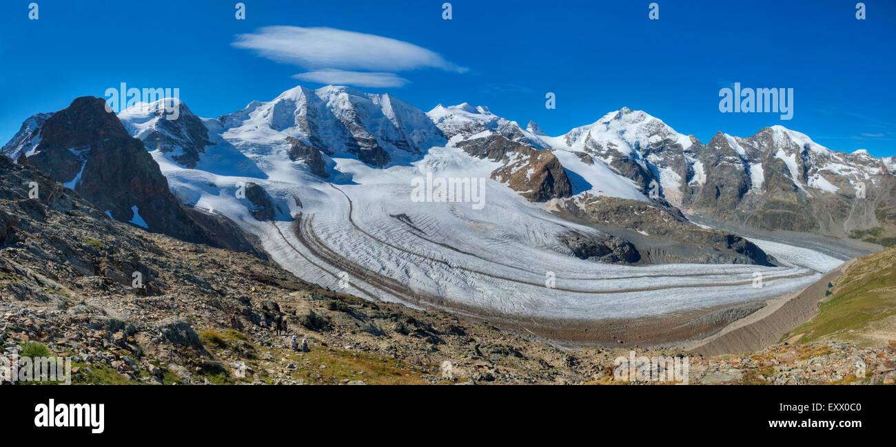 Bernina Alps with Piz Cambrena, Piz Palue, Bellavista, Piz Bernina and ...