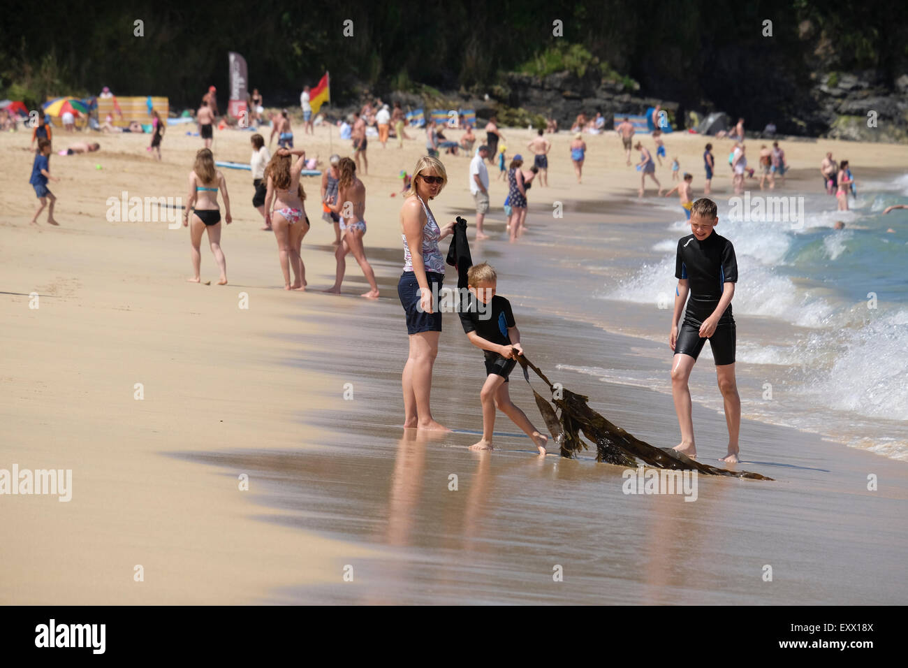 St Ives, Cornwall, UK: People enjoying Porthminster Beach in Summer ...