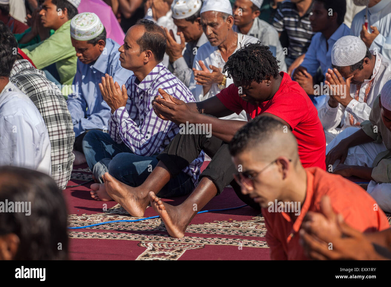 Palermo, Italy. 17th July, 2015. Muslims gather for special prayers at ...