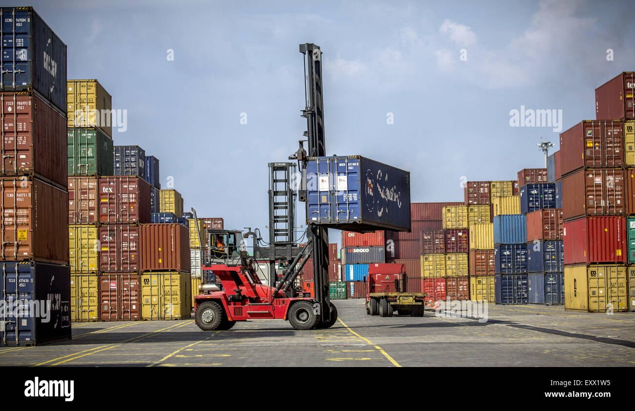Containers stacked up in the port of Mariel near Havana, Cuba 16 July ...