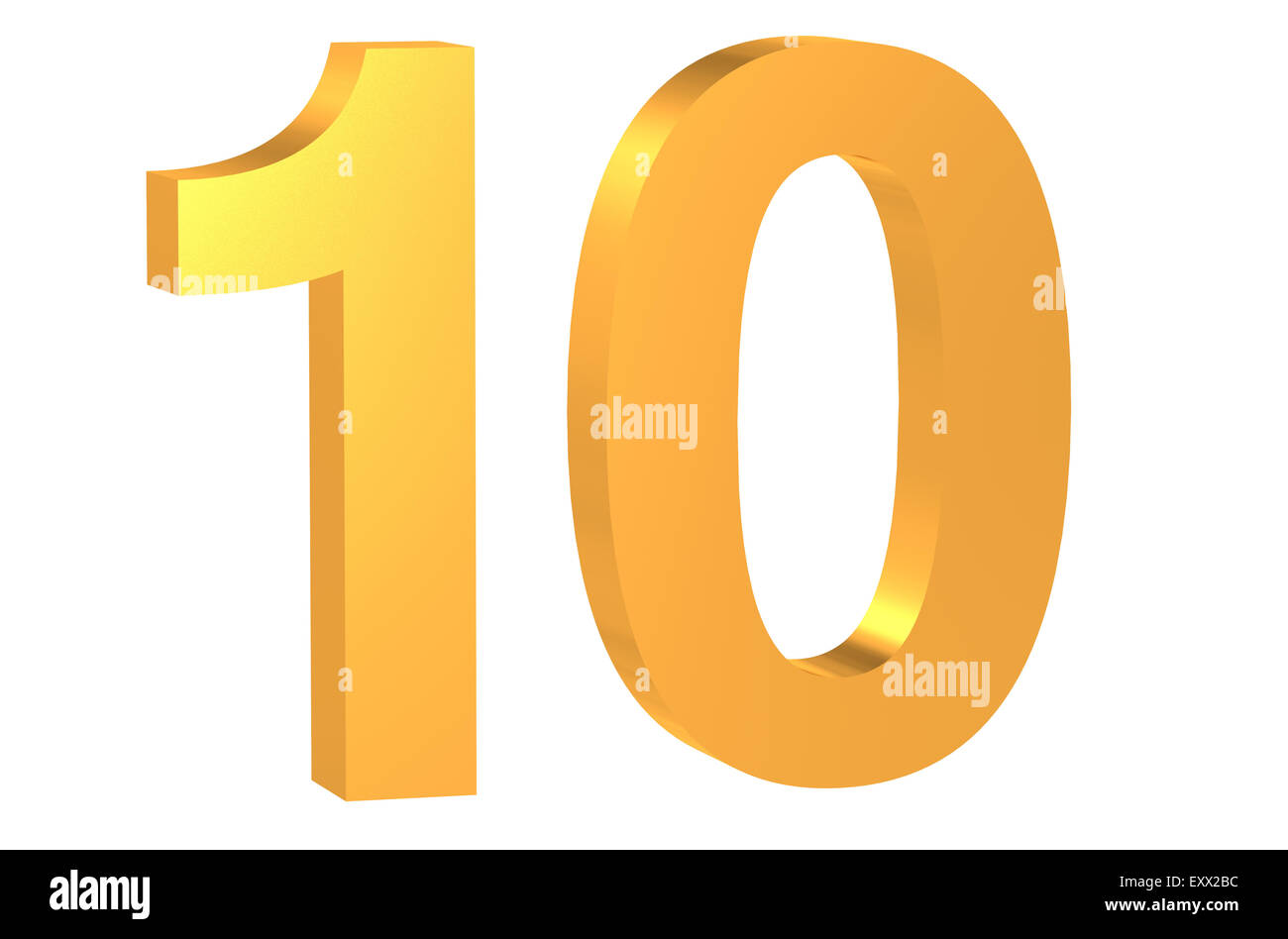3D golden number 10 isolated on white background Stock Photo - Alamy