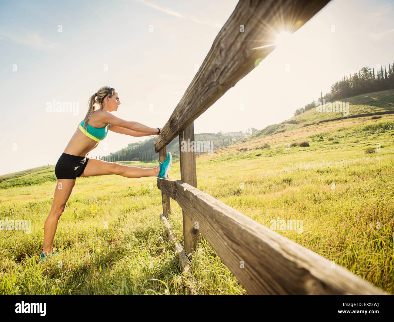 Stretching Woman Fitness Runner High Resolution Stock Photography and ...