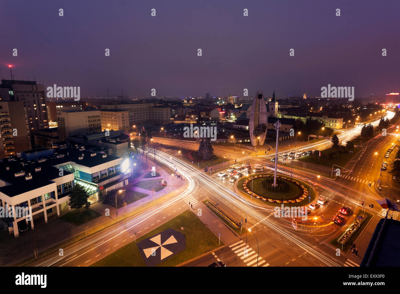 Road intersection at night Stock Photo - Alamy