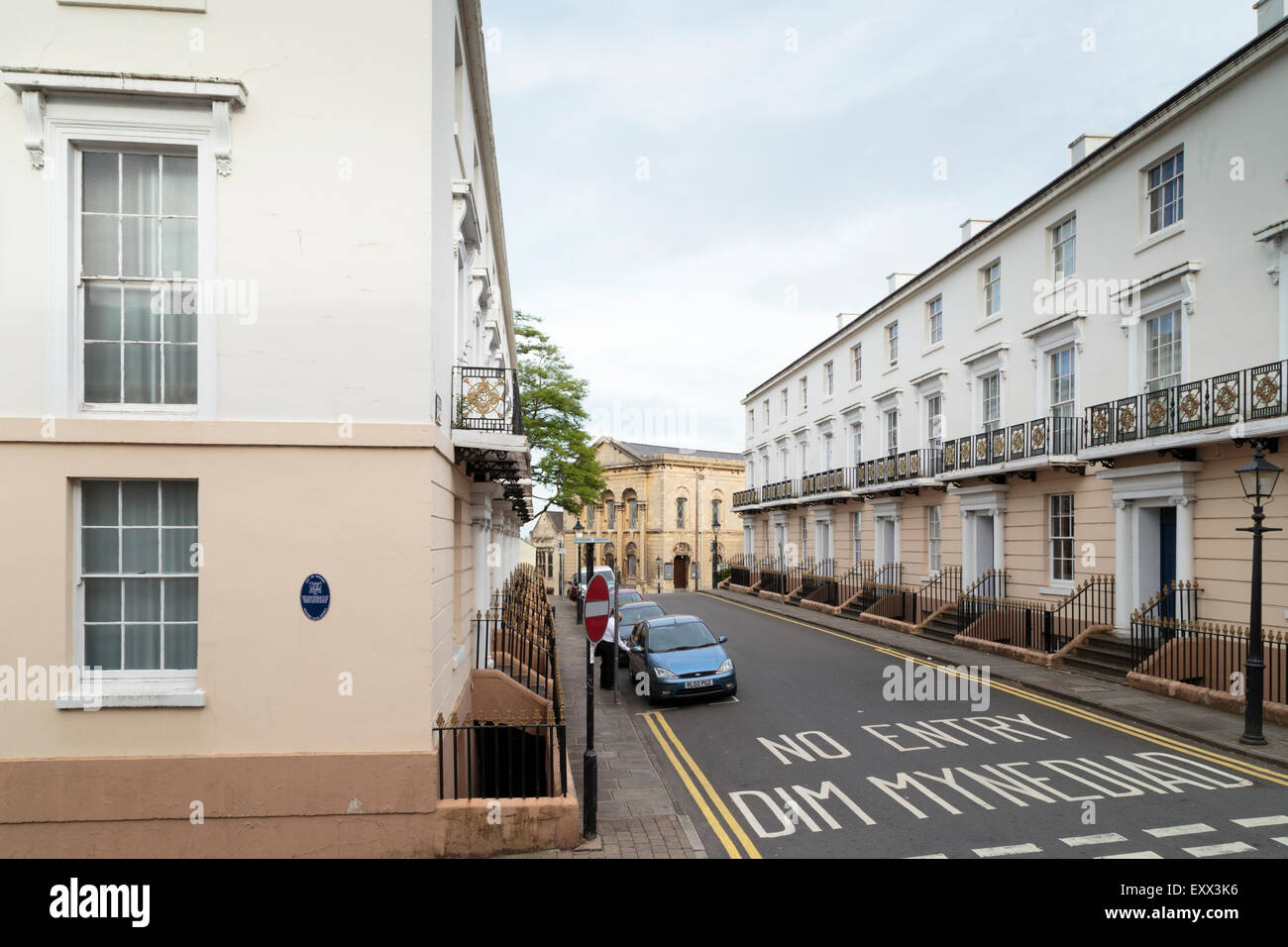 Neoclassical terraced houses at Victoria Place, Newport, Wales Stock ...