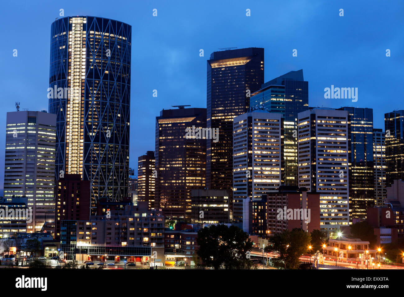 Calgary Skyline At Night Calgary Tower At Night Stock Video | Motion