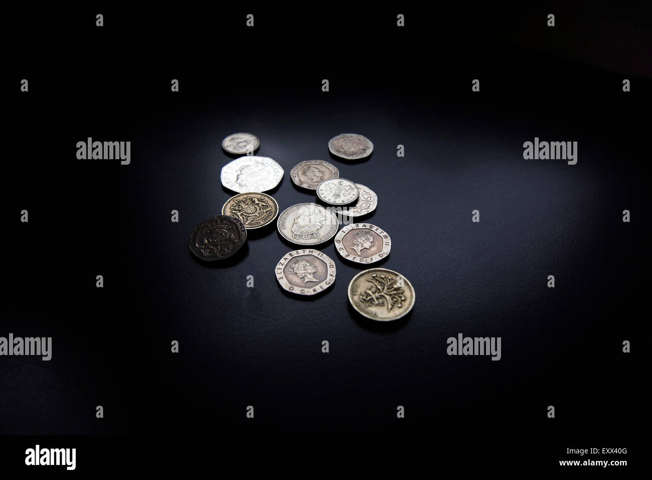 Coins on the table Stock Photo - Alamy