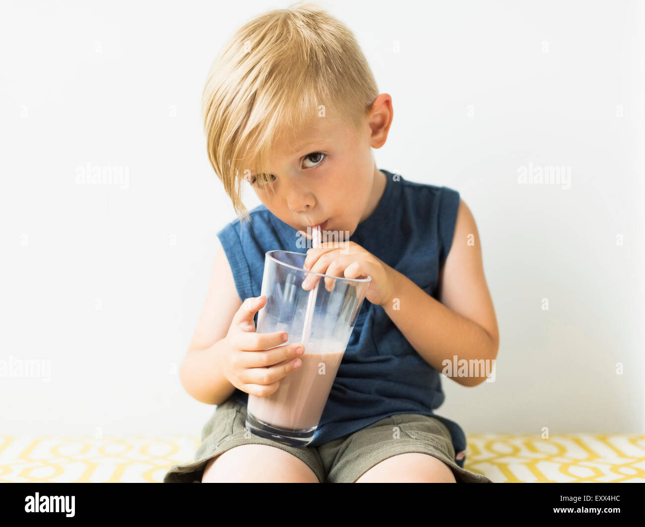 Young boy (2-3) drinking milkshake Stock Photo - Alamy