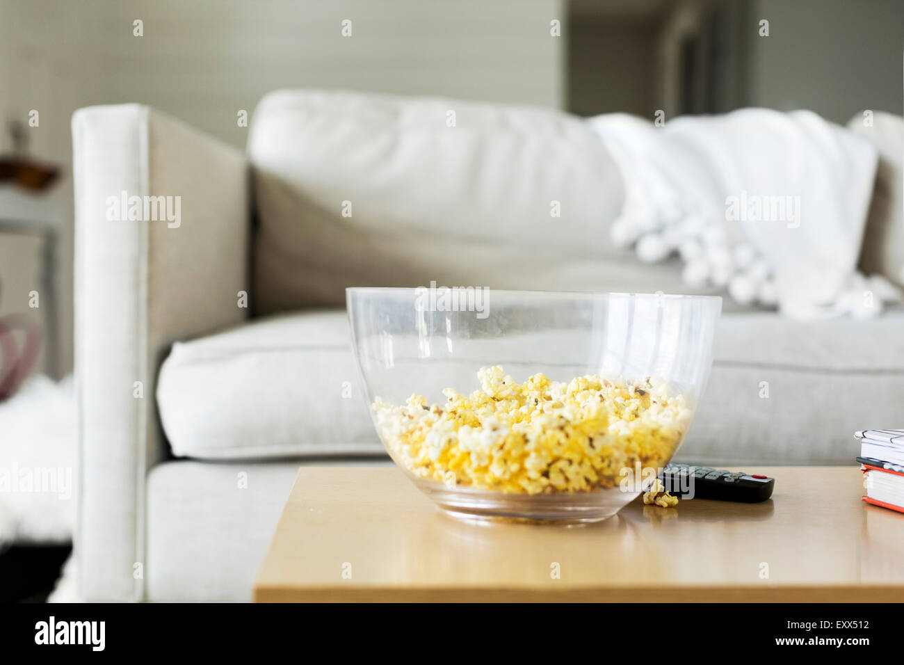 Popcorn on table Stock Photo - Alamy