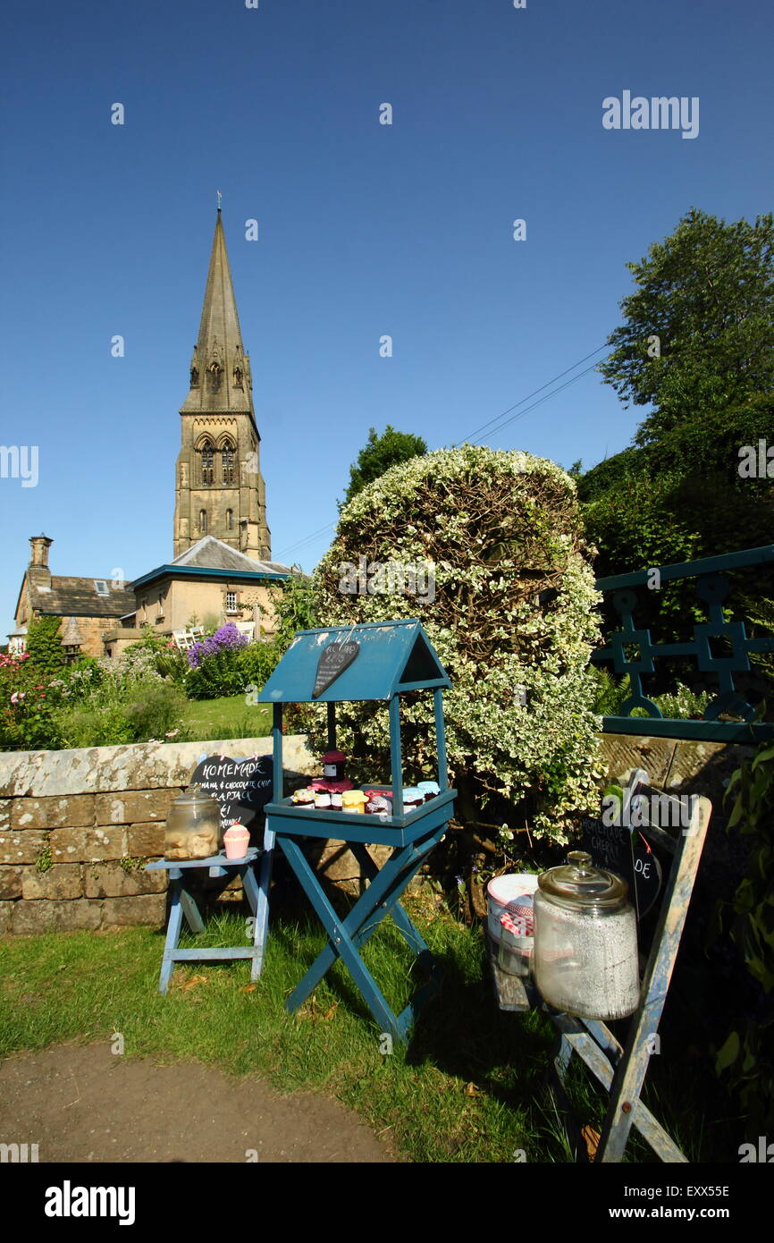 Home made produce sold outside a residential property in Edensor, a ...
