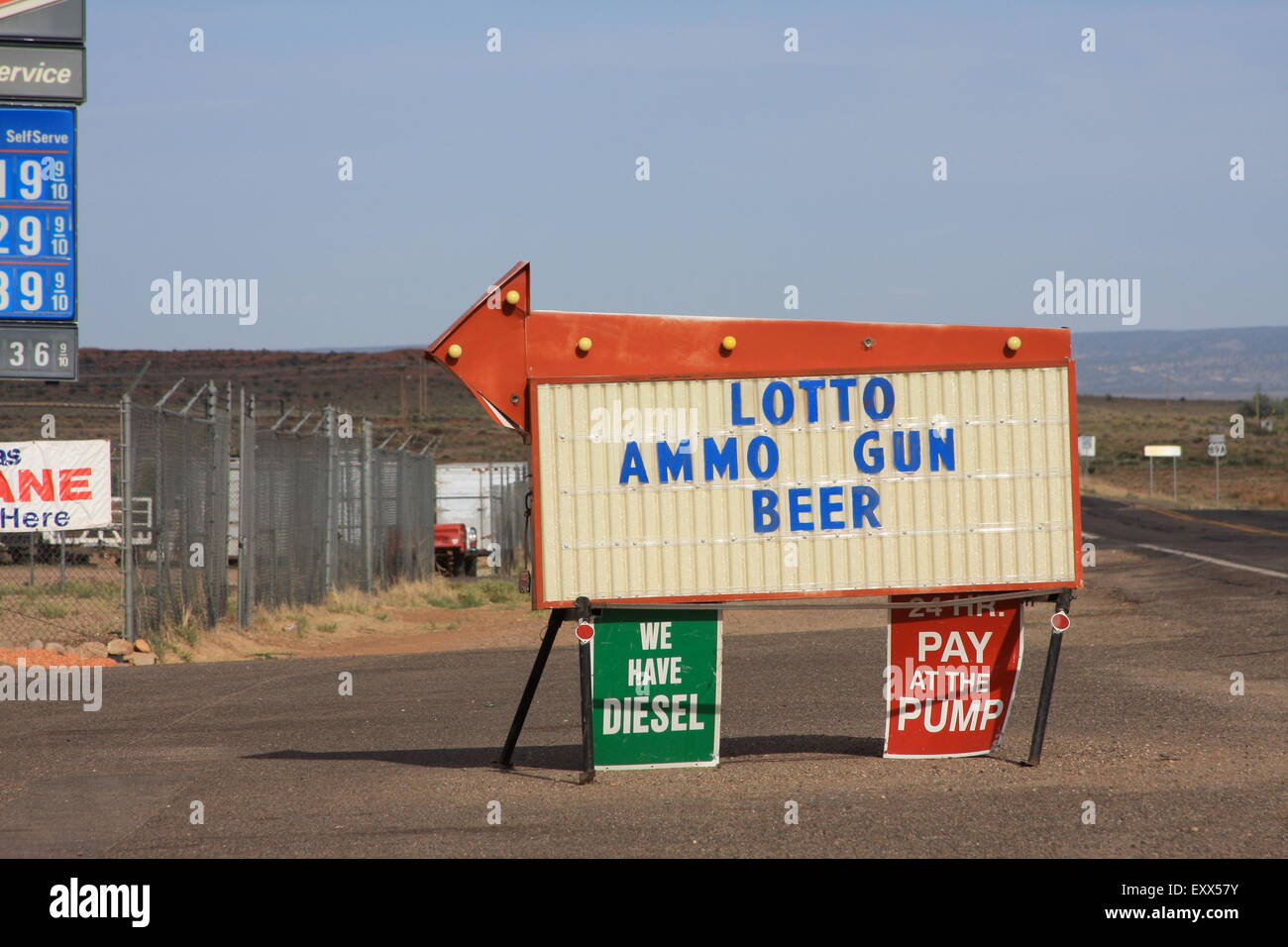 Roadside store sign near Grand Canyon, Arizona, USA advertising an ...