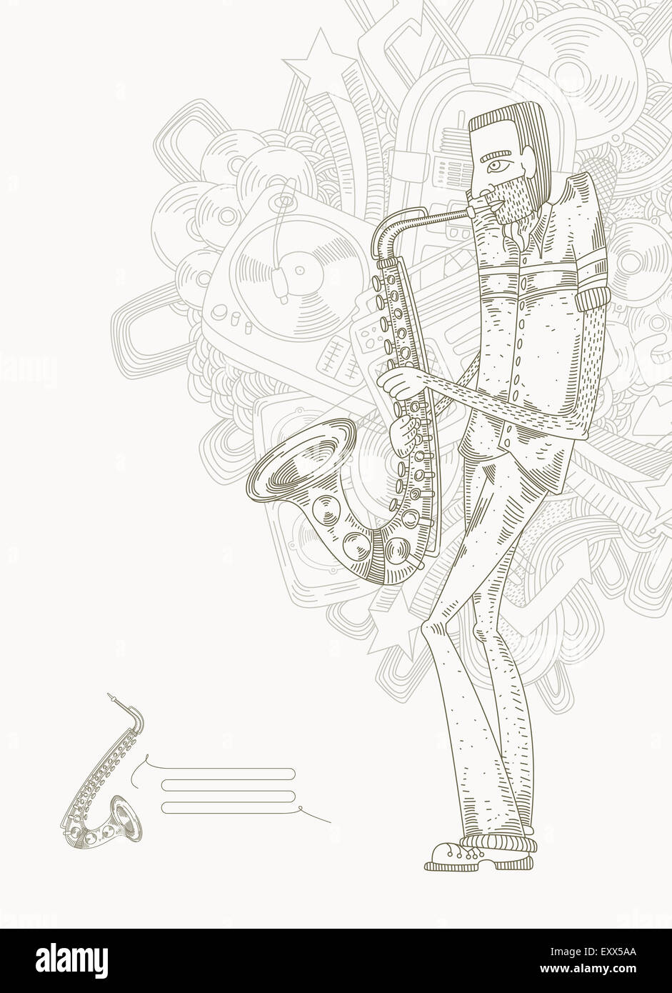 Saxophone drawing hi-res stock photography and images - Alamy