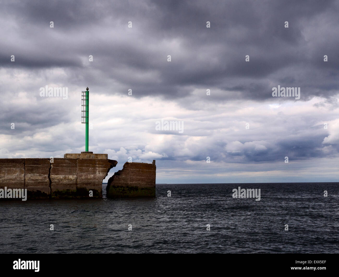 Cracked Breakwater at Amble Harbour Amble by the Sea Northumberland ...