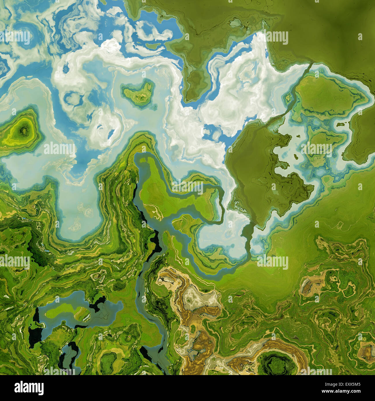 Abstract Earth surface texture pattern in green and blue colors Stock ...