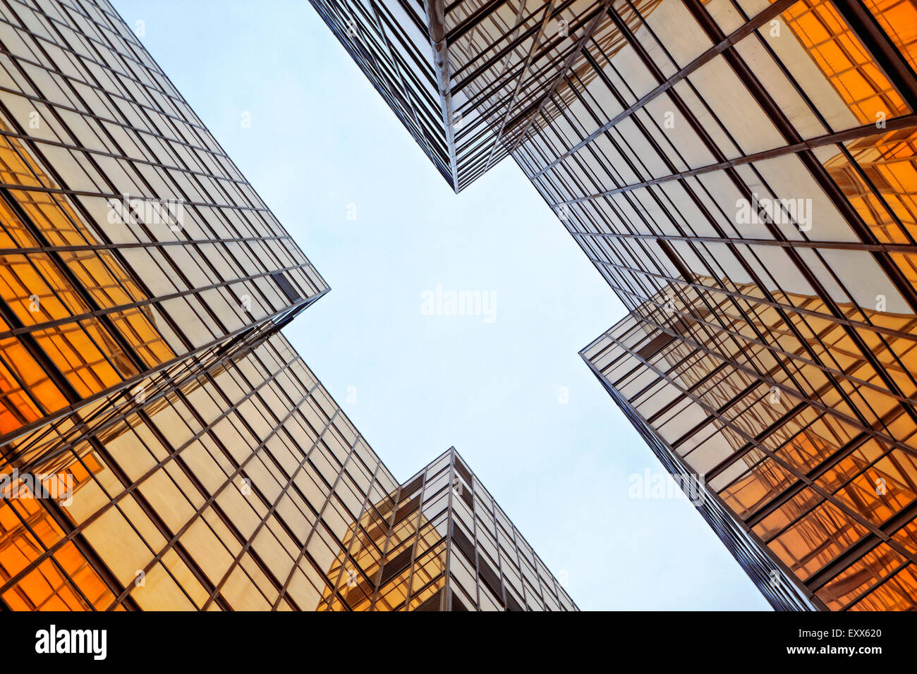 Panoramic and perspective wide angle view to steel light blue ...