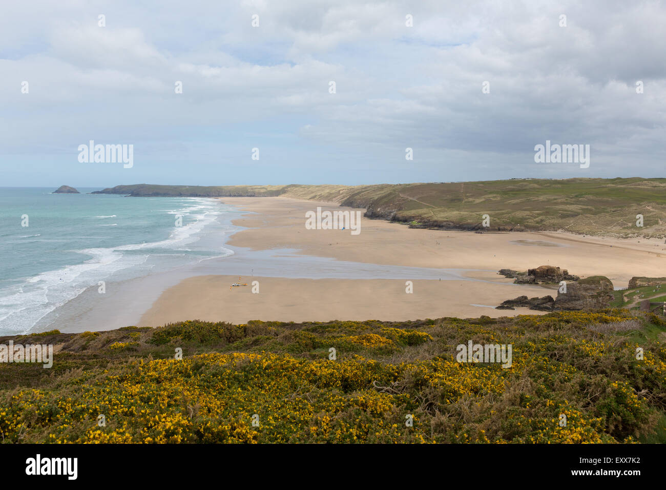 Perranporth beach North Cornwall England UK best Cornish beaches Stock ...