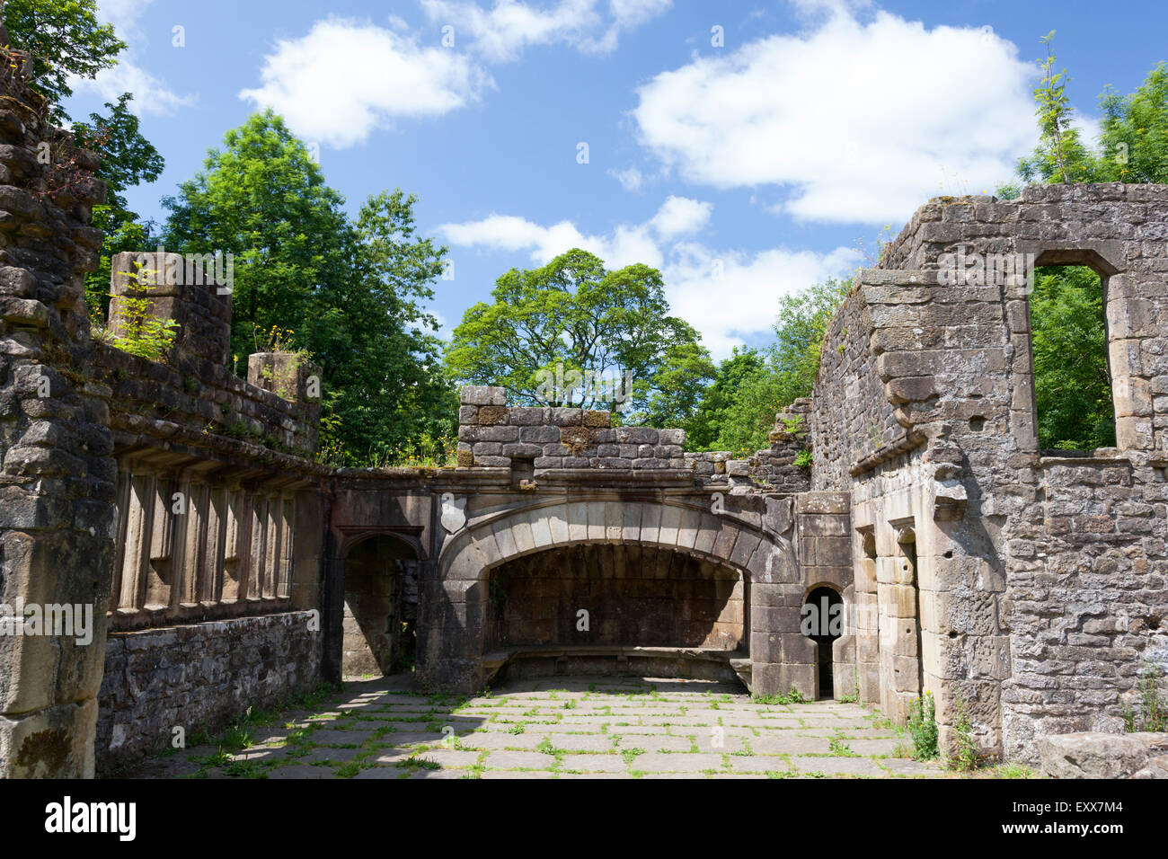 Ruins of 16th century Wycoller Hall, Wycoller, Lancashire Stock Photo ...