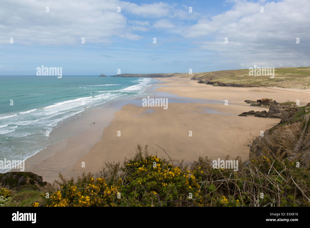 Perranporth beach North Cornwall England UK best Cornish beaches Stock ...