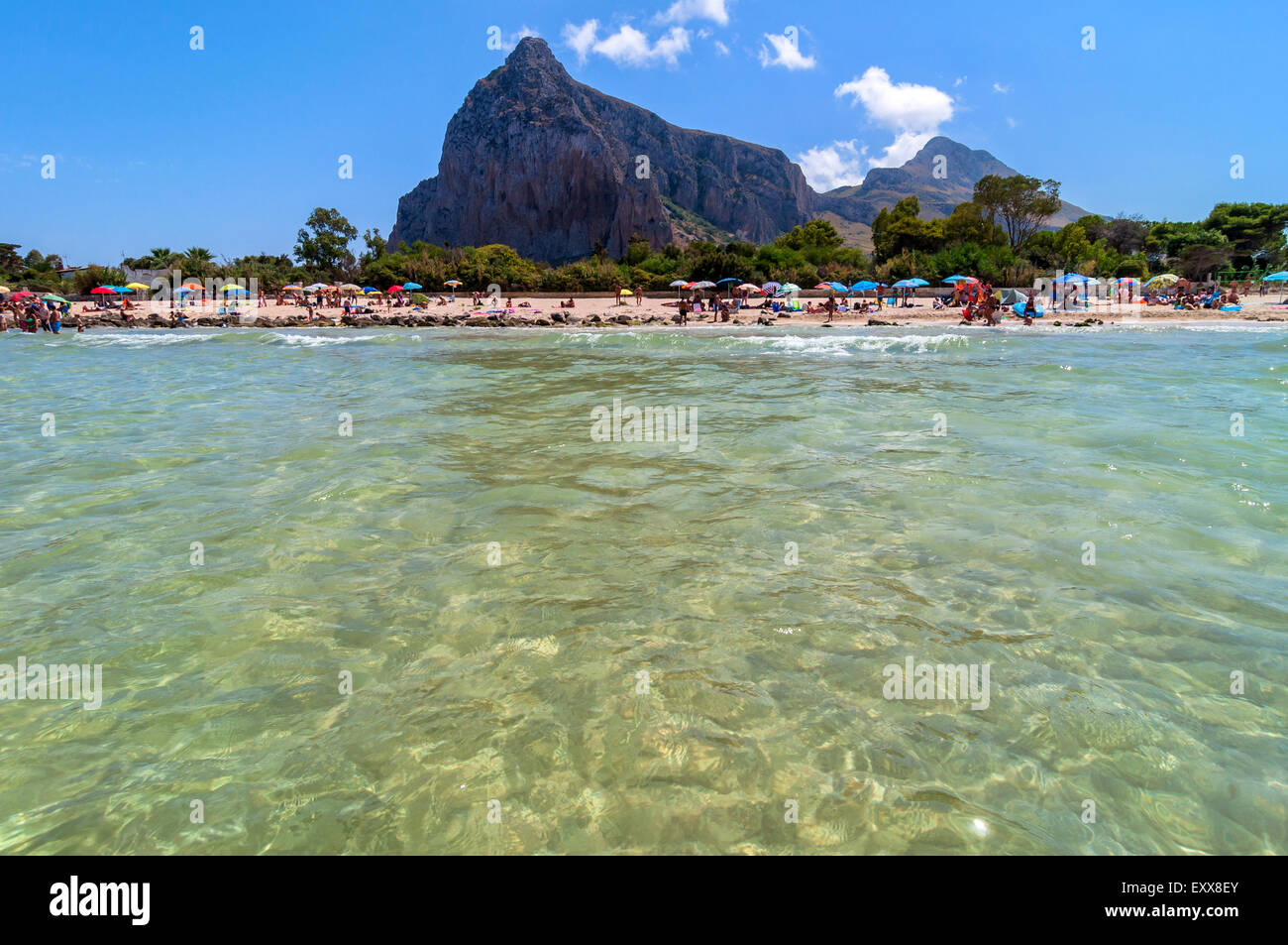 SAN VITO LO CAPO, ITALY - AUGUST 22, 2014: tourists and locals enjoy ...