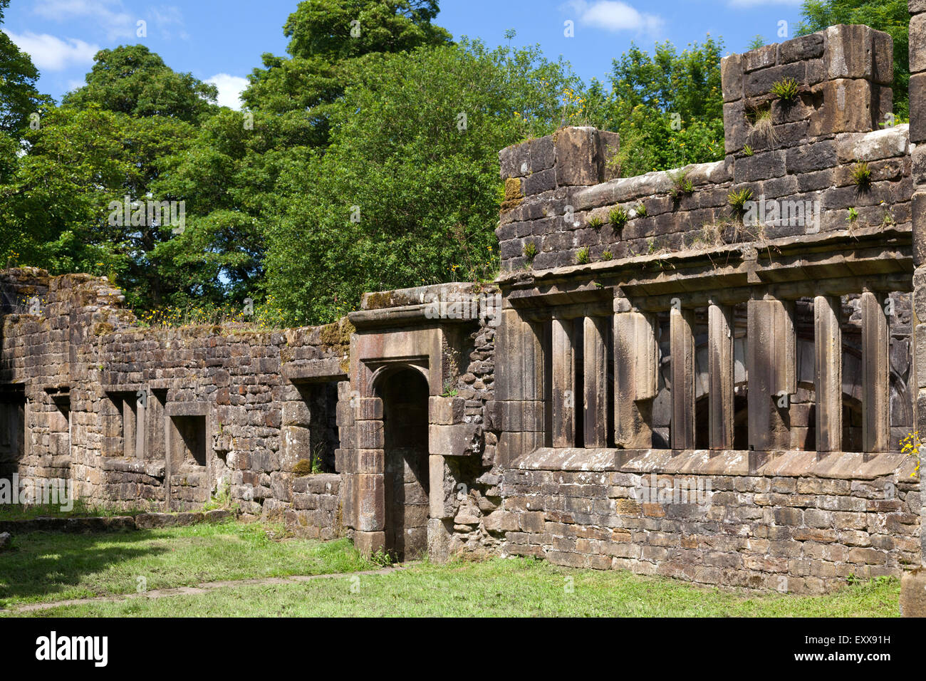 Ruins of 16th century Wycoller Hall, Wycoller, Lancashire Stock Photo ...
