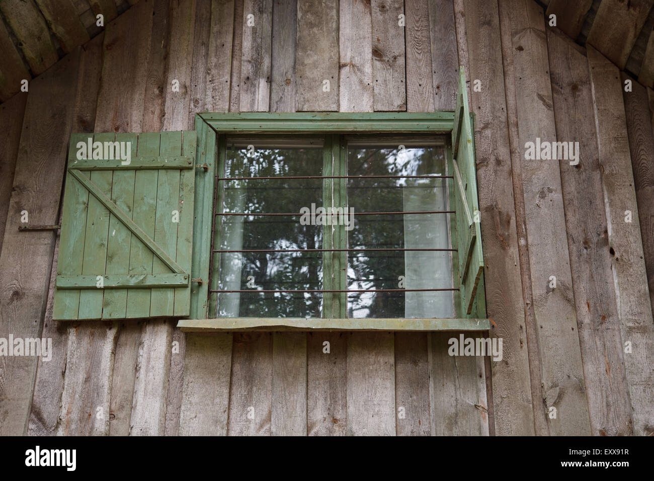 Wooden hut window Stock Photo - Alamy