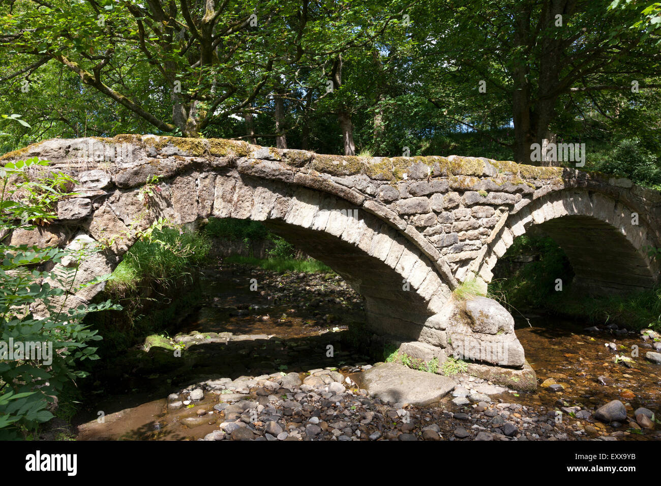 Packhorse bridge crossing Wycoller Beck, Wycoller, Lancashire Stock ...