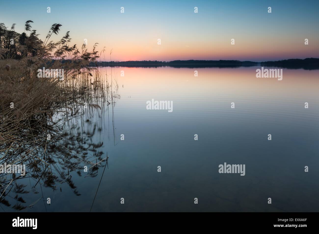 Beautiful lake landscape at sunset. Beautiful polish lake photographed ...