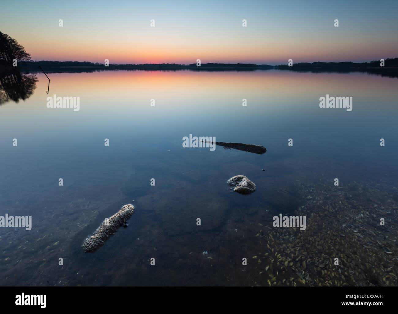 Beautiful lake landscape at sunset. Beautiful polish lake photographed ...