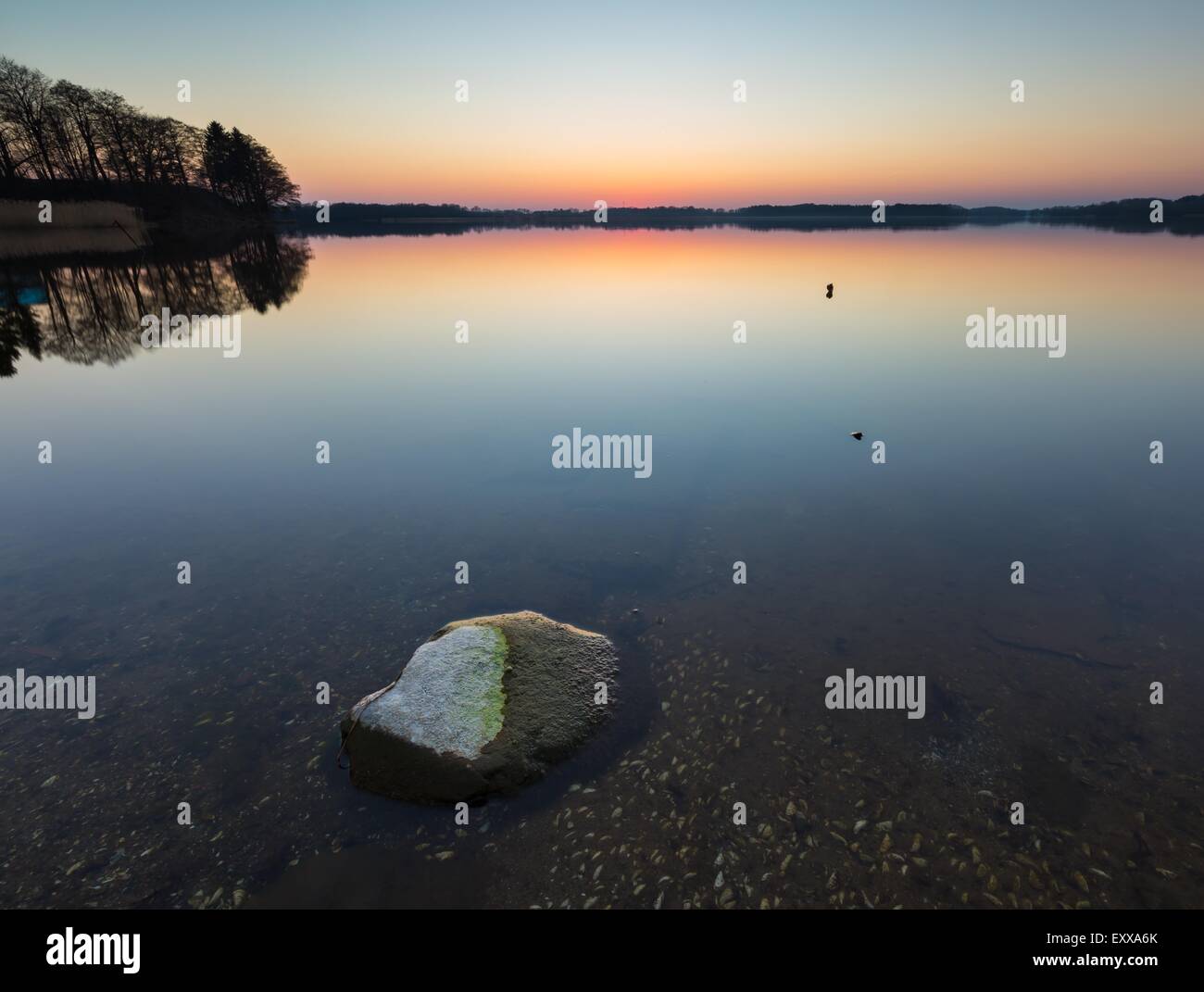 Beautiful lake landscape at sunset. Beautiful polish lake photographed ...
