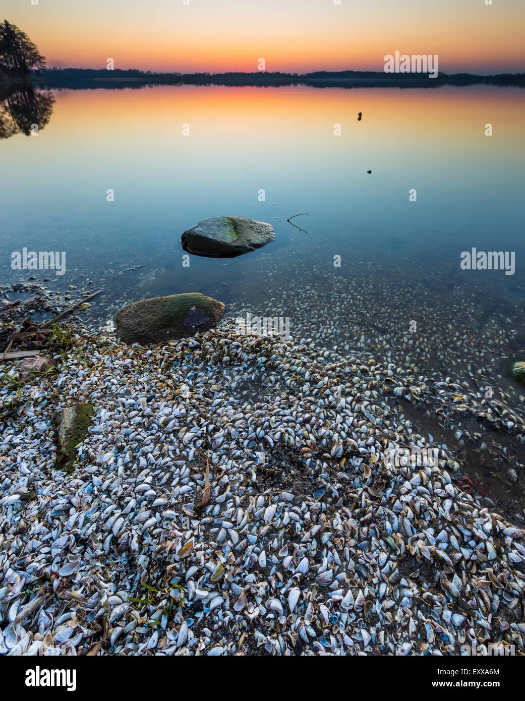 Beautiful lake landscape at sunset. Beautiful polish lake photographed ...